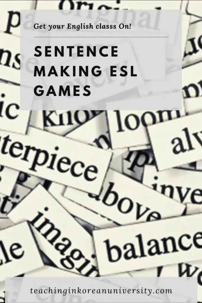 ESL Sentence Structure Activities & Games | Sentence Making Ideas